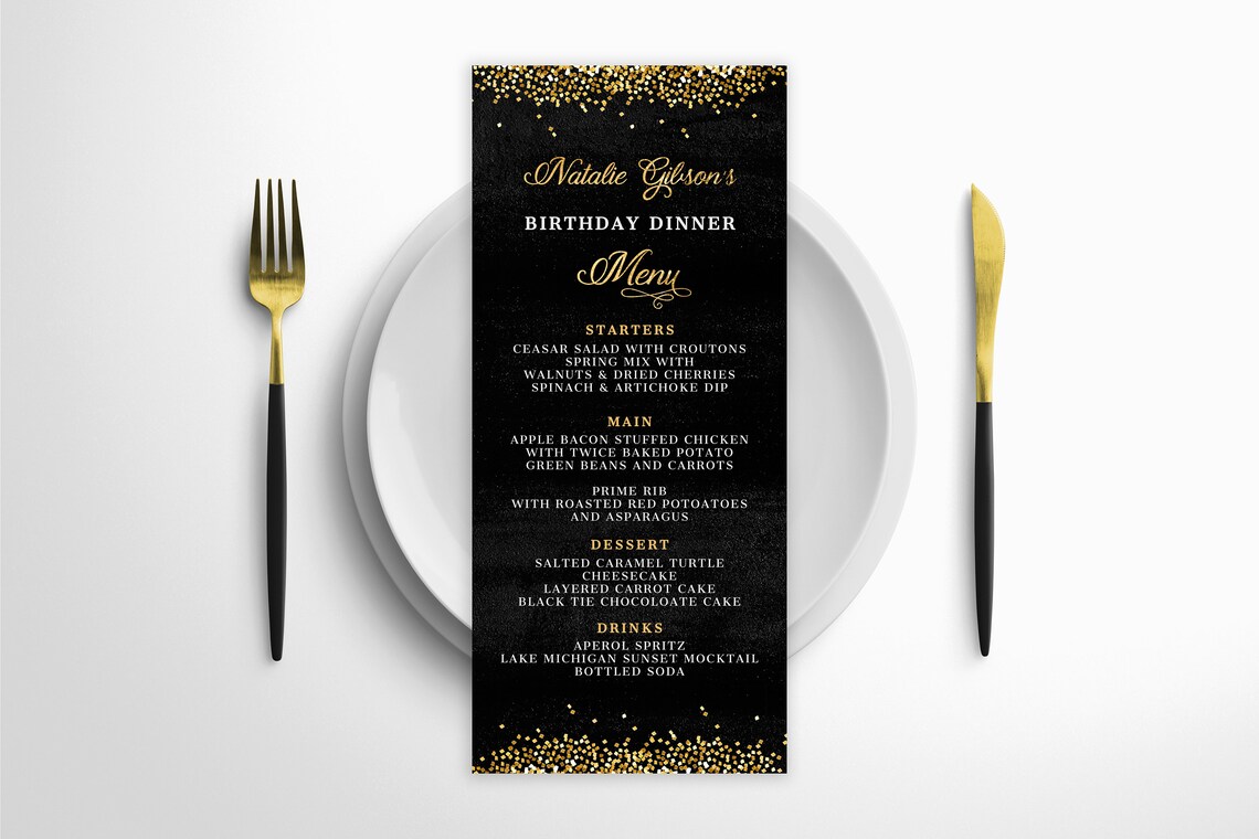 Menu Template and Drink Menu Template Sparkly Glitter Gold - Etsy
