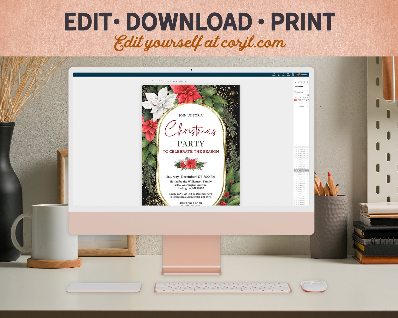 Editable Christmas Party Invitations Christmas Party Invite - Etsy