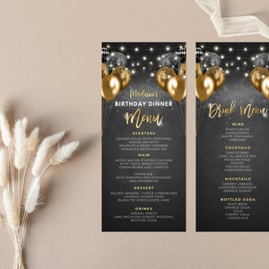 Black and Gold Menu Card - Menu Template and Drink Menu Event Menu ...