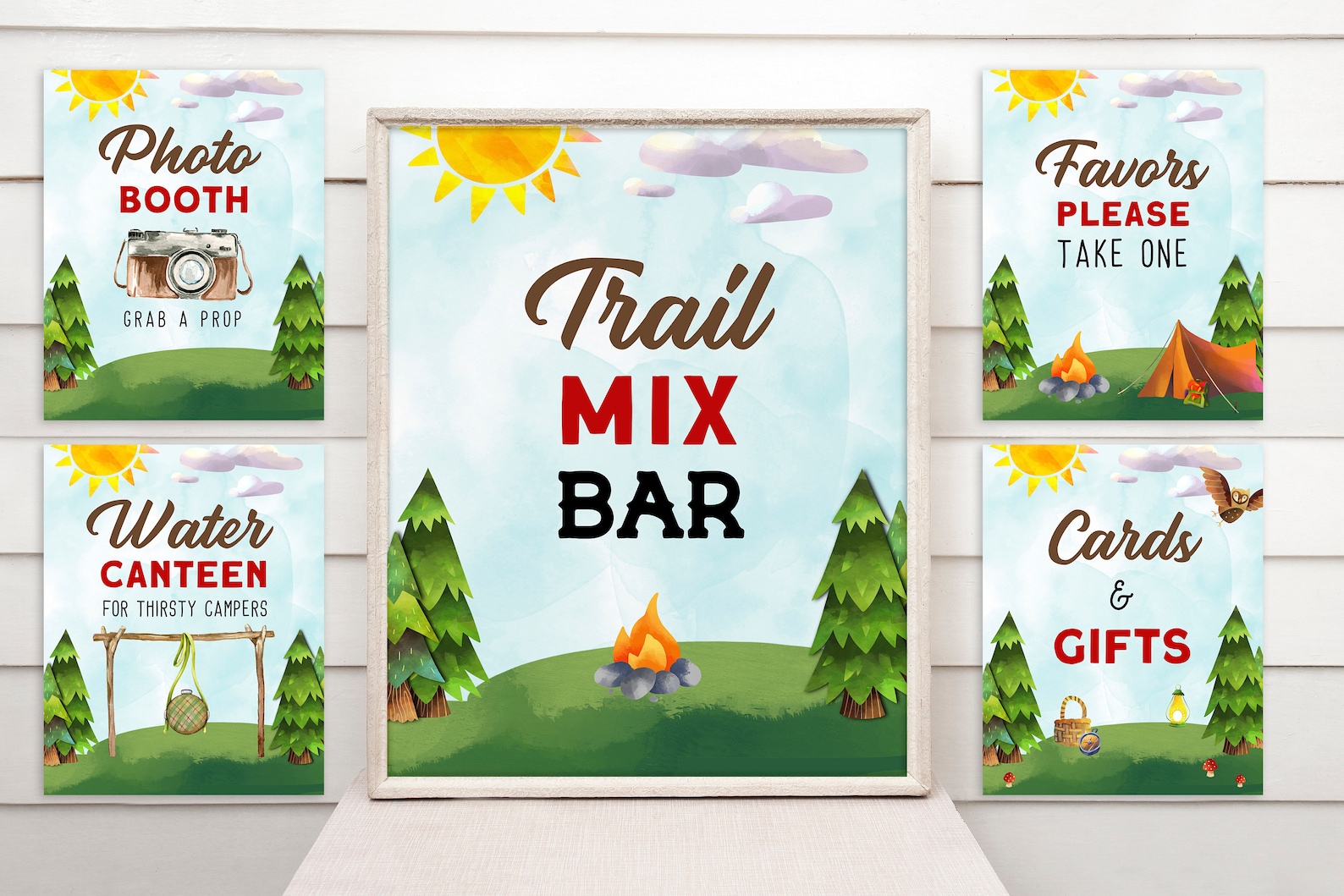 Editable Camping Birthday Party Sign Bundle Birthday Sign - Etsy