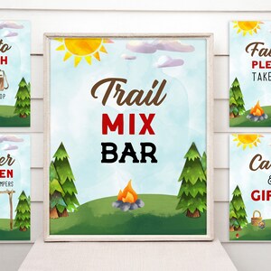 Editable Camping Birthday Party Sign Bundle - Birthday Sign - Camping ...