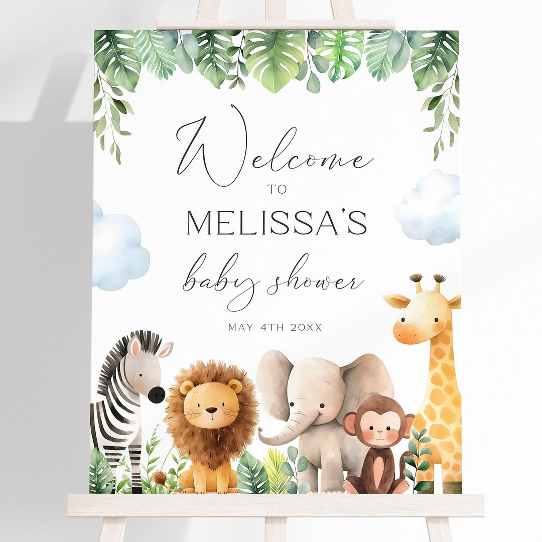 Editable Safari Baby Welcome Sign Template - Jungle Welcome Sign ...