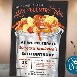 Low Country Boil Invitation Editable Shrimp Boil Invitations, Seafood ...