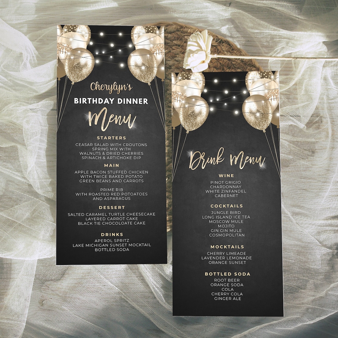 Champagne Gold Glitter Menu Template and Drink Menu Event Menu Template ...