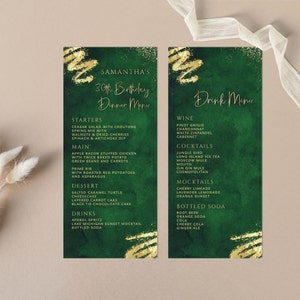 Luxury Green and Gold Menu Card + Drink Menu Template - Digital Instant ...