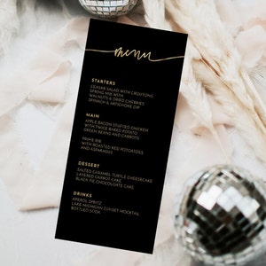Editable Modern Black and Gold Menu Card - Menu Template and Drink ...
