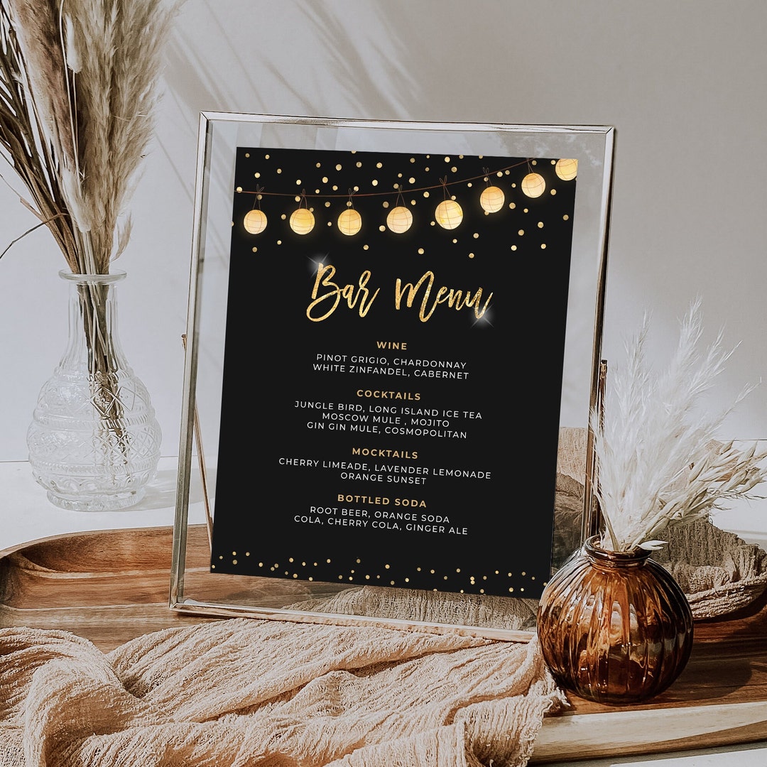 Black and Gold Bar Menu Template - Drink Menu Event Menu Template ...