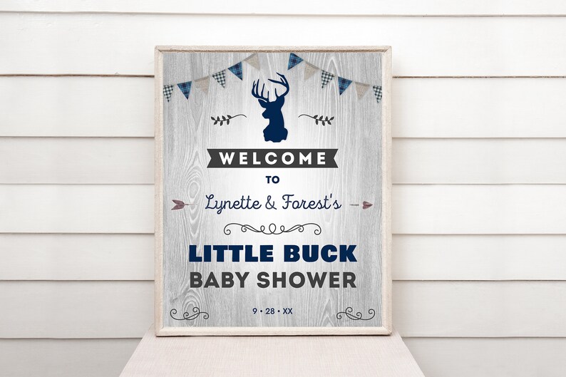Editable Little Buck Deer Baby Shower Welcome Sign - Boy Baby Shower ...