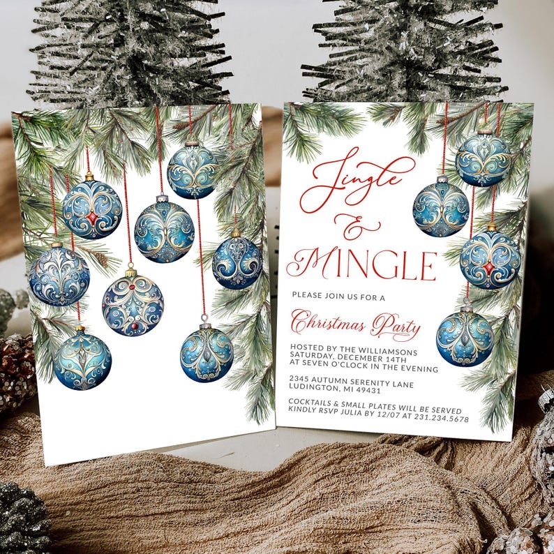 Boho Christmas Party Invitation - Holiday Party Invitation Template ...
