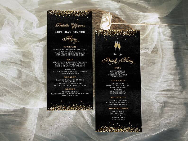 Menu Template and Drink Menu Template Sparkly Glitter Gold - Etsy
