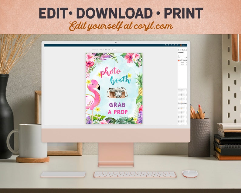 Flamingo Birthday Party Sign Templates Tropical Flamingo - Etsy
