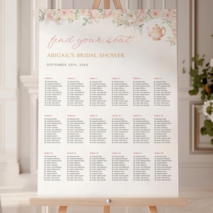 Tea Party Bridal Shower Seating Chart Sign - Time for Tea With the ...