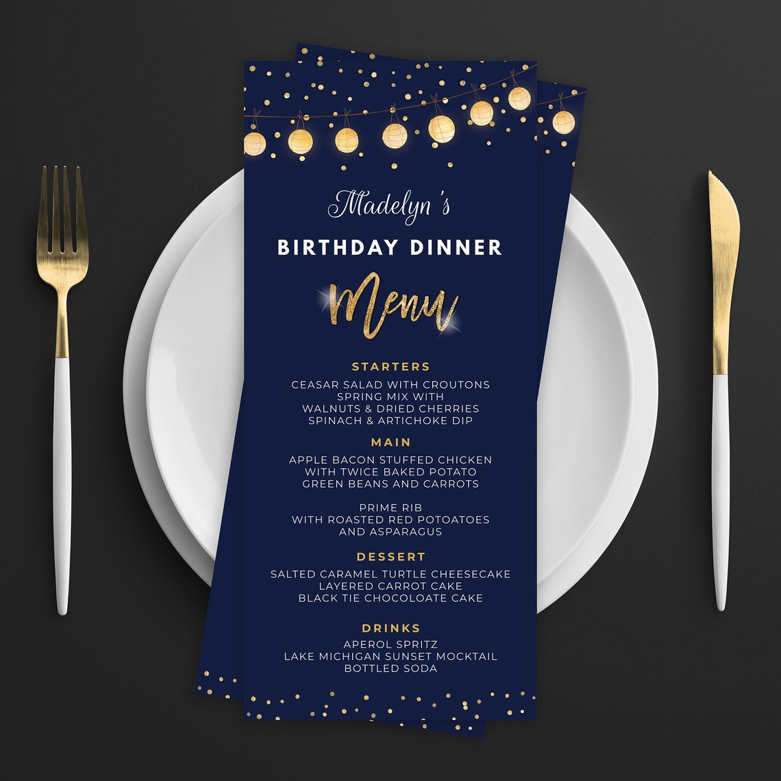 Editable Menu Template and Drink Menu Event Menu Template, Navy Blue ...