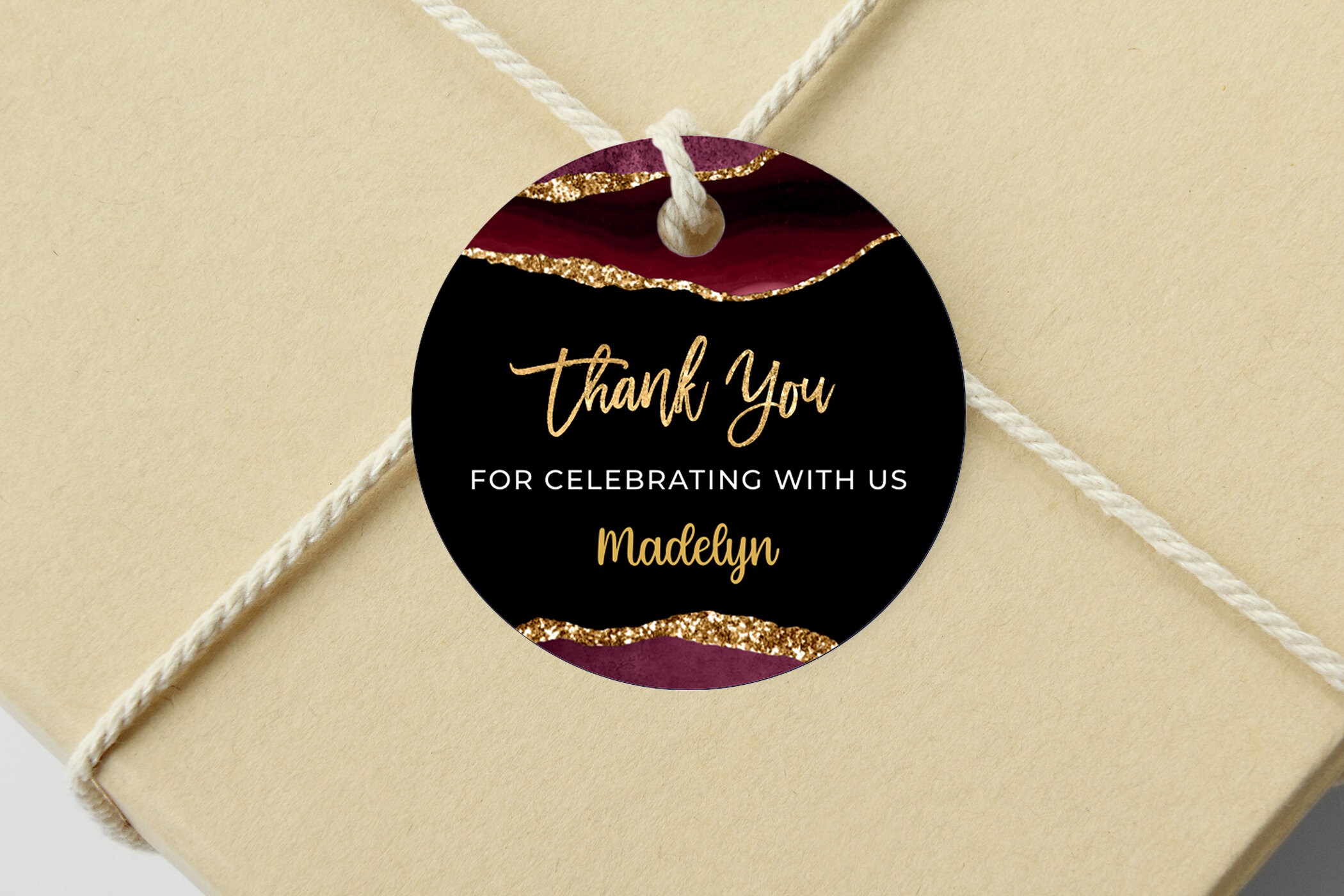 Burgundy Red and Gold Favor Tag Template - Gift Tag Template, Glitter ...