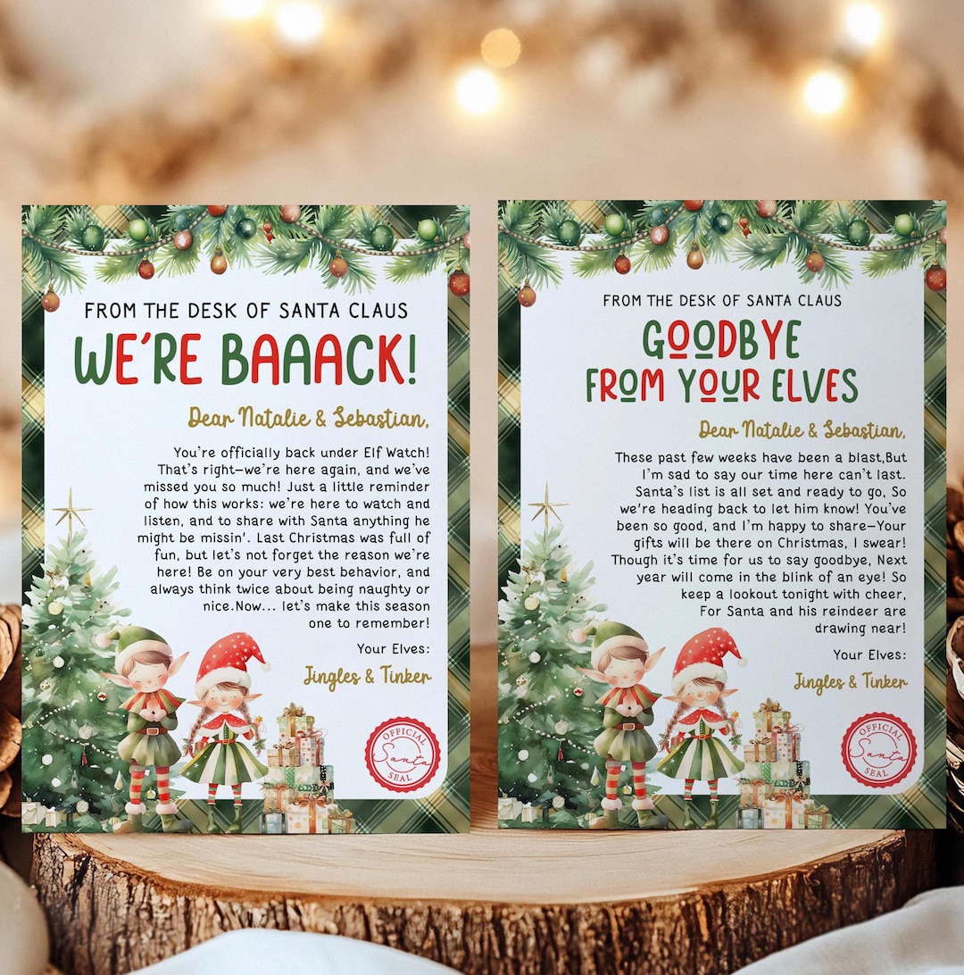 Hello Letter From Elves Christmas Elf Arrival + Departure Letter - We ...