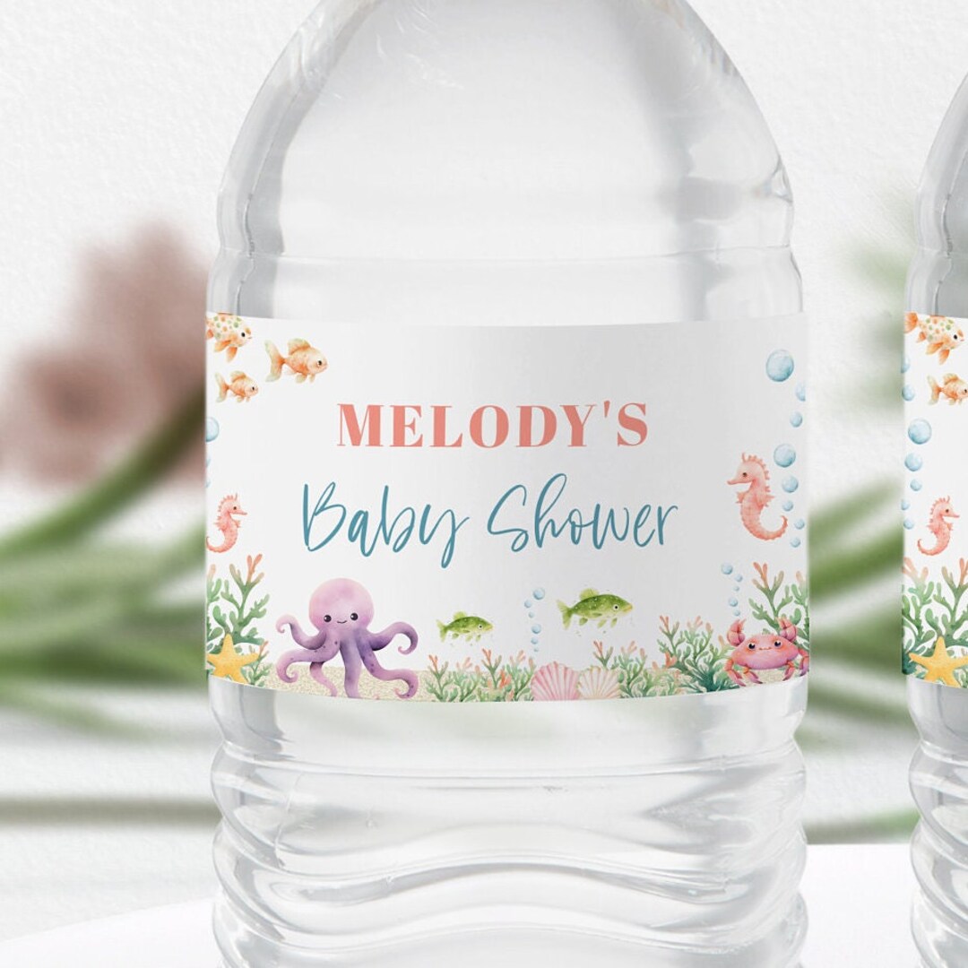 Under the Sea Water Bottle Label Template - Ocean Sea Baby Shower ...