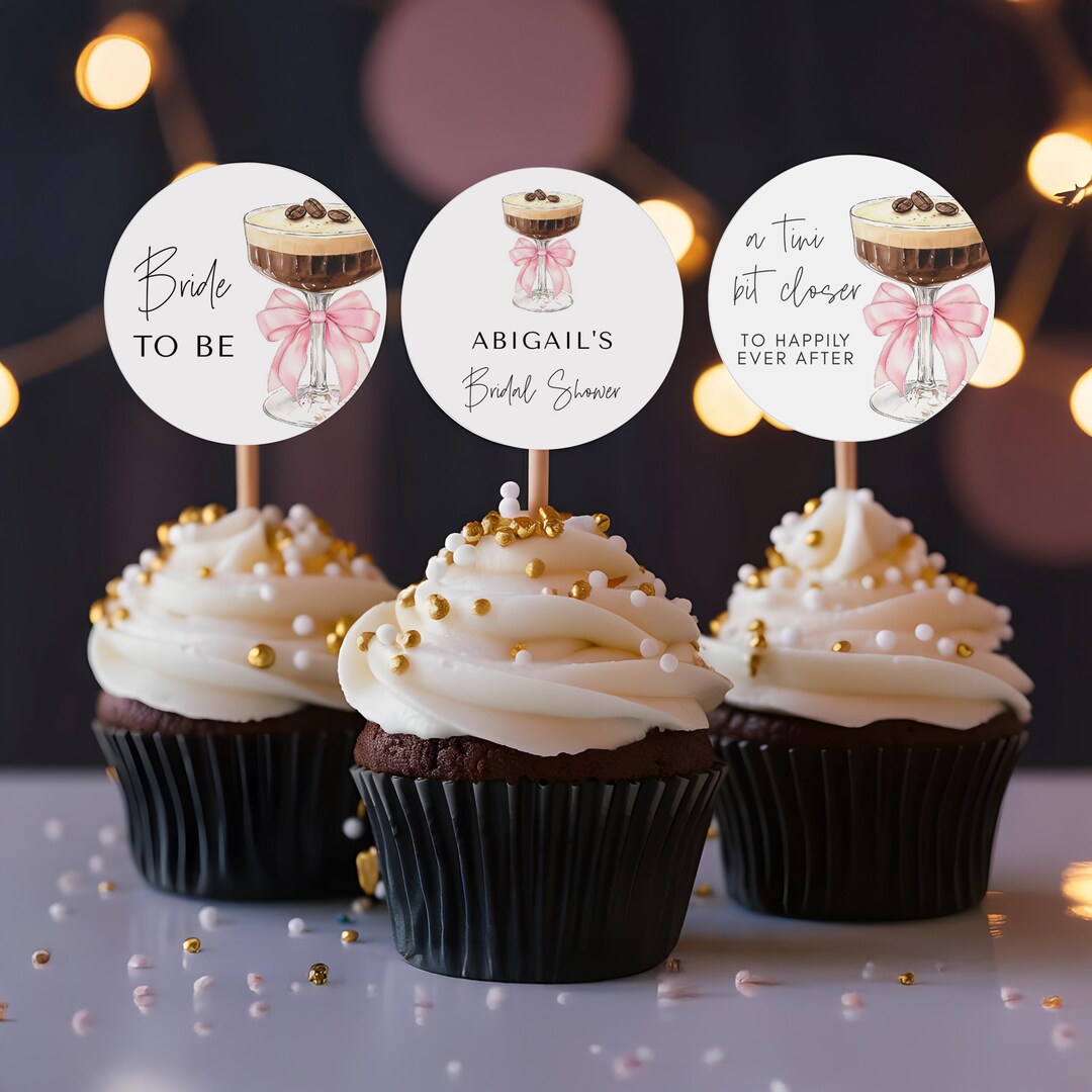 Pink Bow Espresso Martini Cupcake Topper Template - A Tini Bit Closer ...
