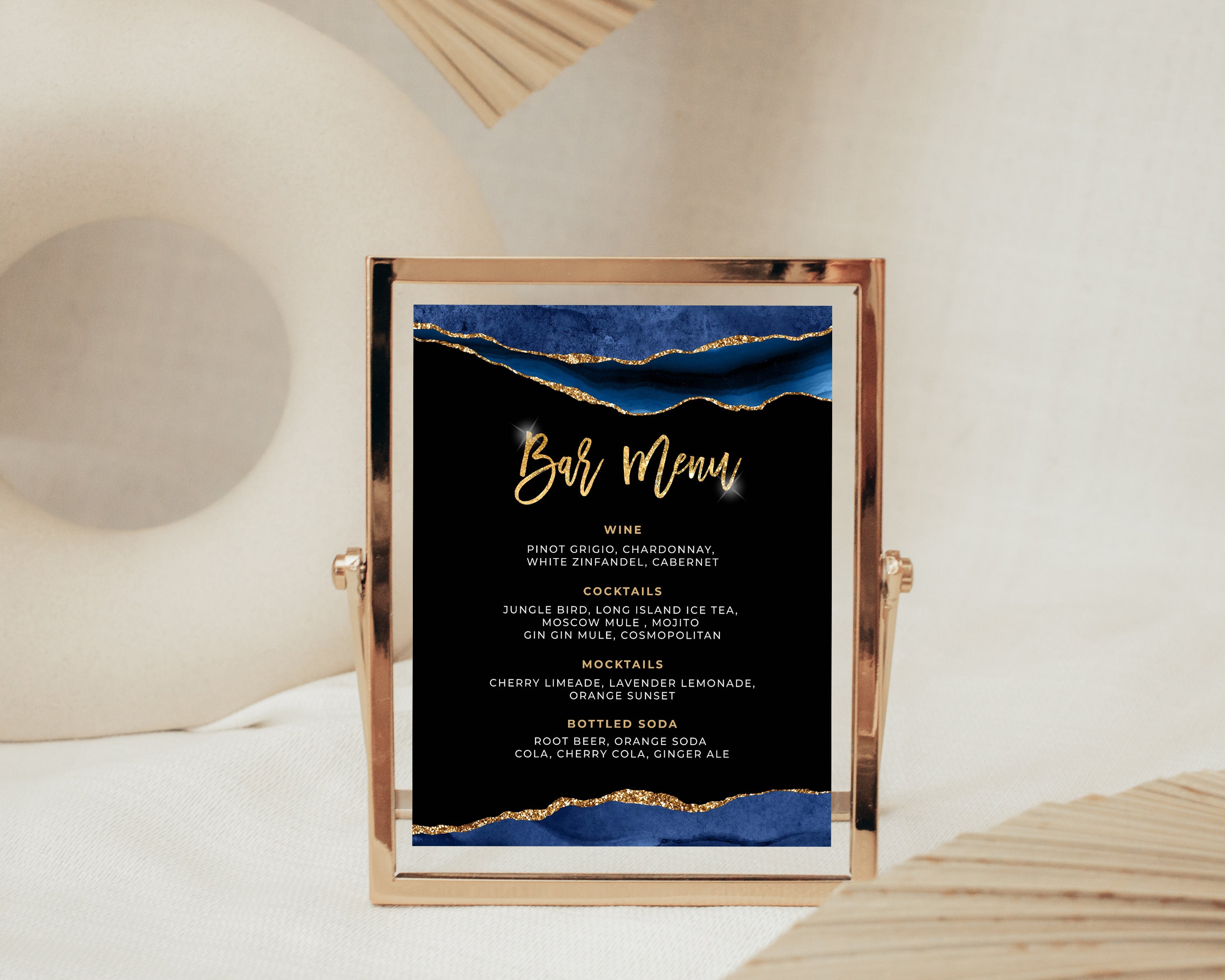 Blue and Gold Bar Menu Template - Drink Menu Event Menu Template ...