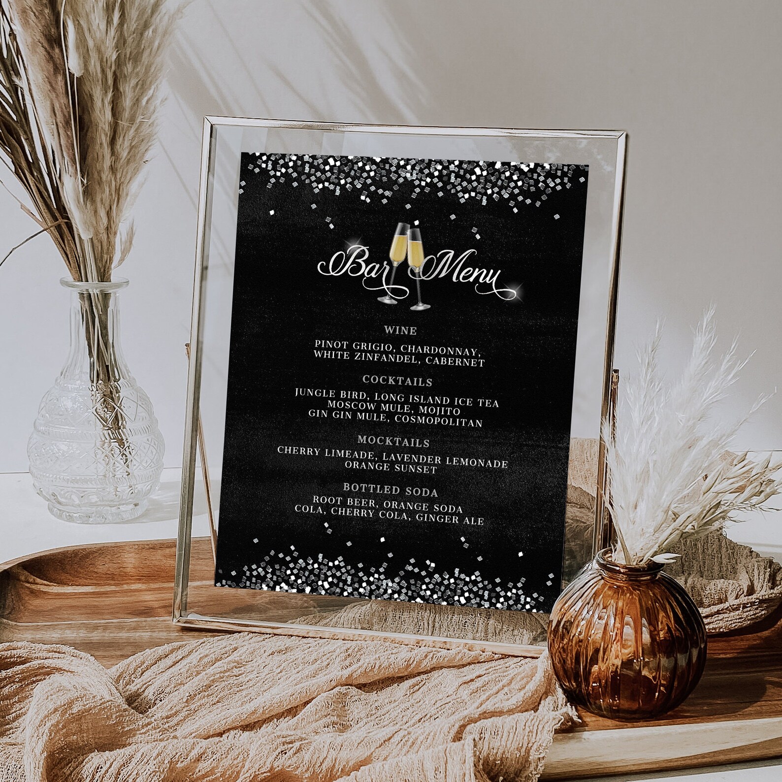 Silver Sparkle Bar Menu Template Drink Menu Event Menu - Etsy