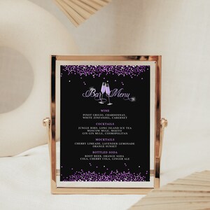 Purple Glitter Bar Menu Template Drink Menu Event Menu - Etsy