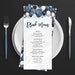 Blue & White Menu Card - Menu Template and Drink Menu Event Menu ...