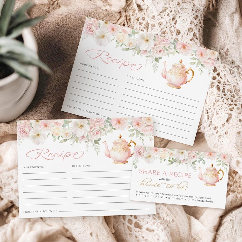 Bridal Shower Recipe Cards - Etsy