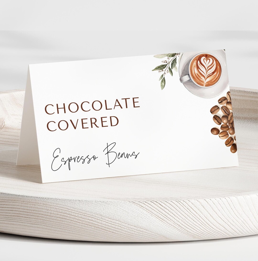 Editable Coffee Food Label Template - Coffee Bridal Shower Place Card ...