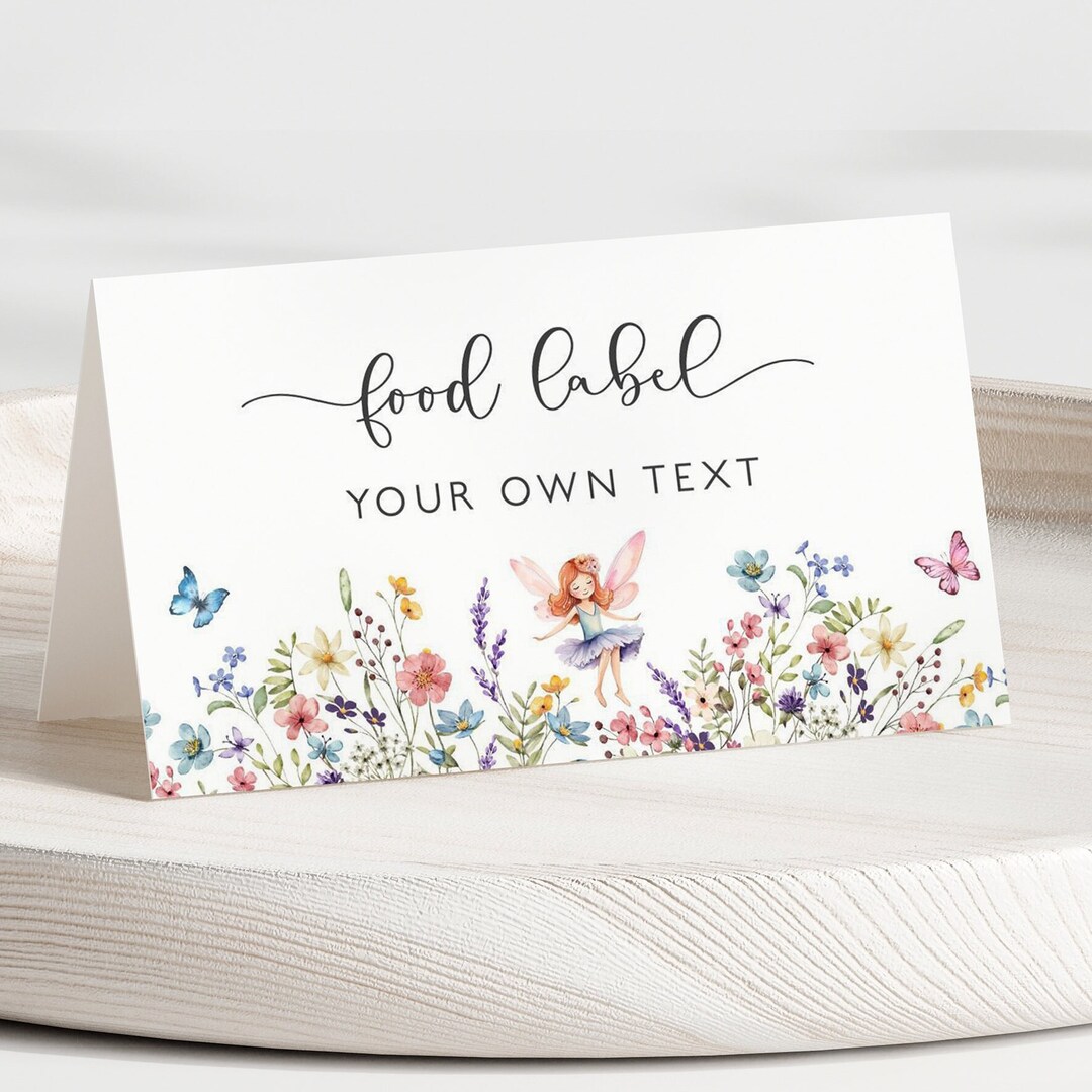 Fairy Birthday Editable Food Label Tent Card Template - Girl Birthday ...