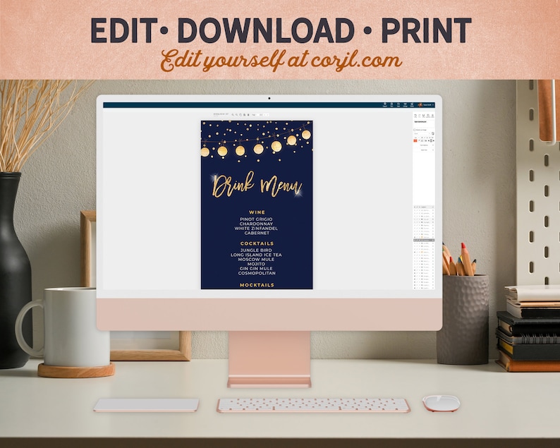 Editable Menu Template and Drink Menu Event Menu Template - Etsy