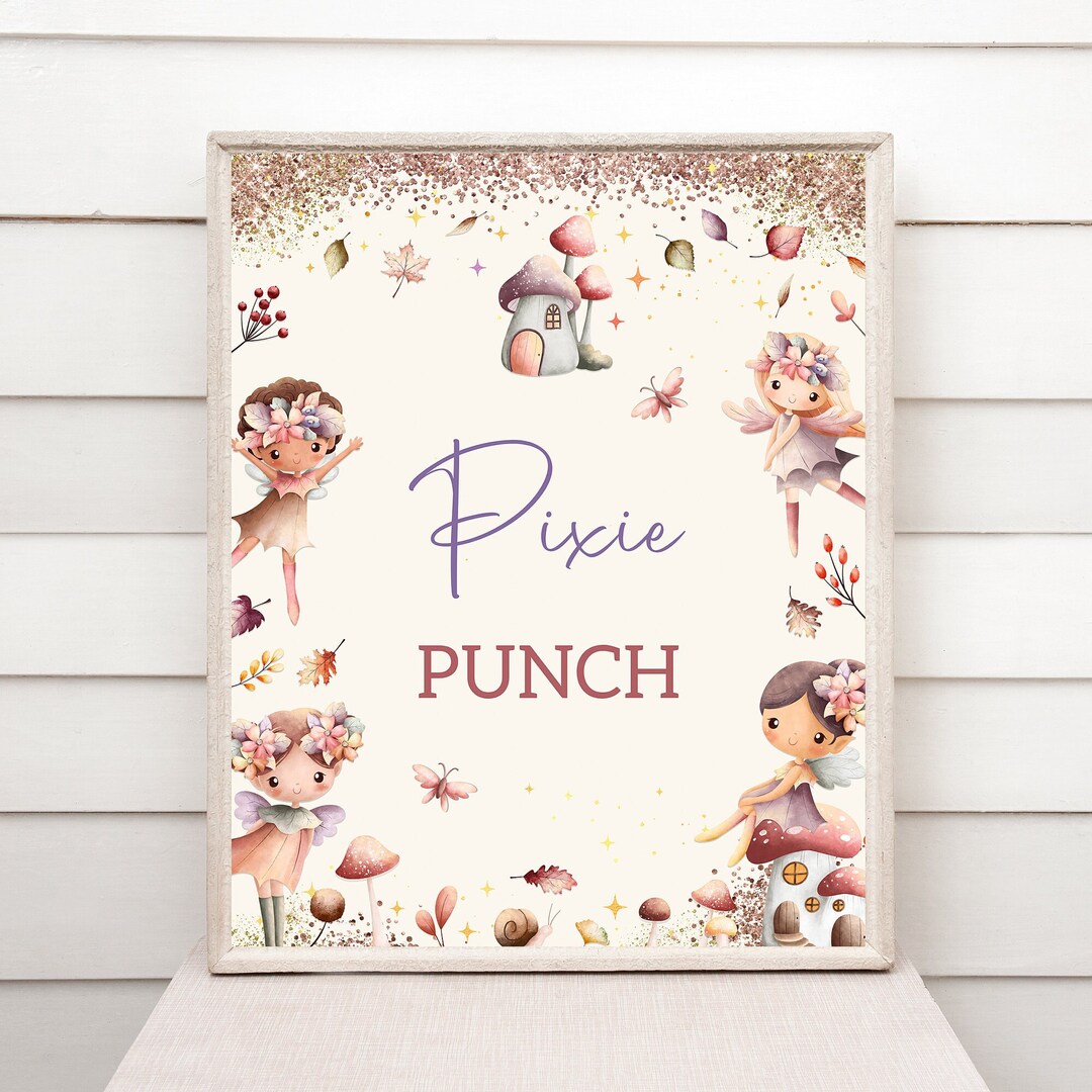 Editable Fall Fairy Birthday Party Editable Drinks Sign Pixie Punch ...