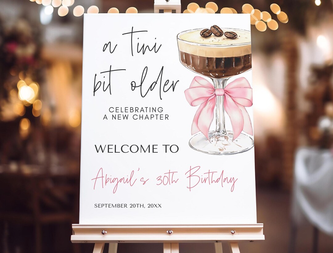 A Tini Bit Older Party Welcome Sign Template - Coquette Pink Bow ...