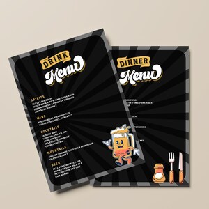 Retro Bar Menu Template Drink Menu Event Dinner Menu Template Digital ...