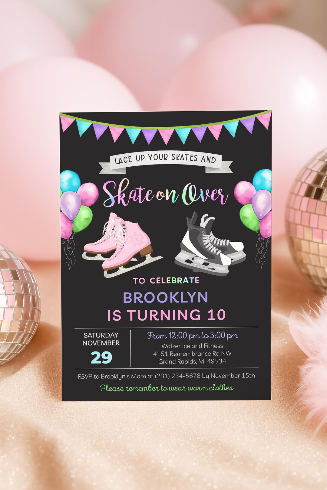Ice Skating Birthday Invitation - Girl Ice Skating Party - Winter ...