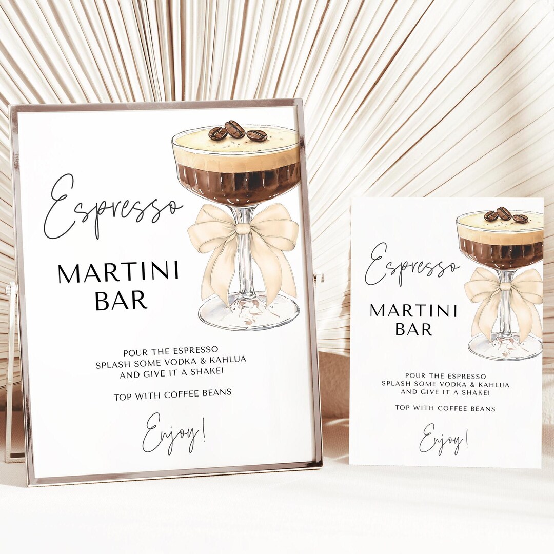 Beige Bow Espresso Martini Bar Sign Template - Gender Neutral Baby ...