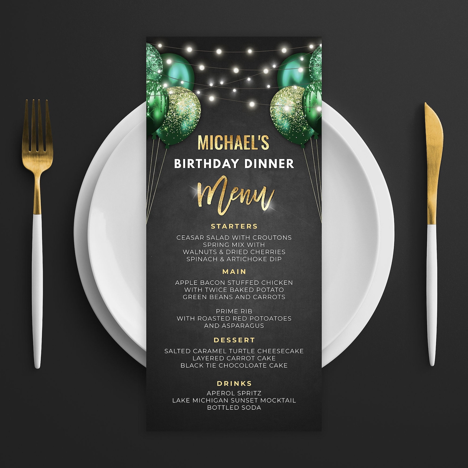 Emerald Green and Gold Menu Template and Drink Menu Event Menu - Etsy