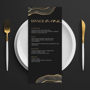 Black and Gold Menu Card - Menu Template and Drink Menu Event Menu ...