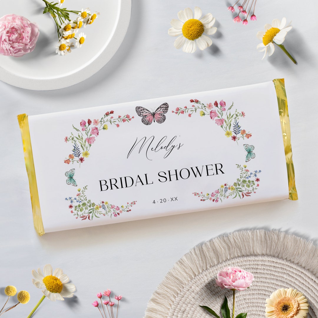 Butterfly Bridal Shower Candy Bar Chocolate Bar Wrapper Template ...