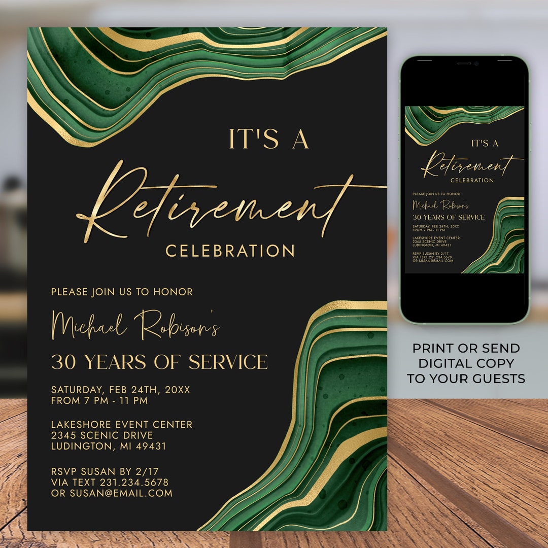 Retirement Party Invitation - Editable Work Retirement Invitation ...