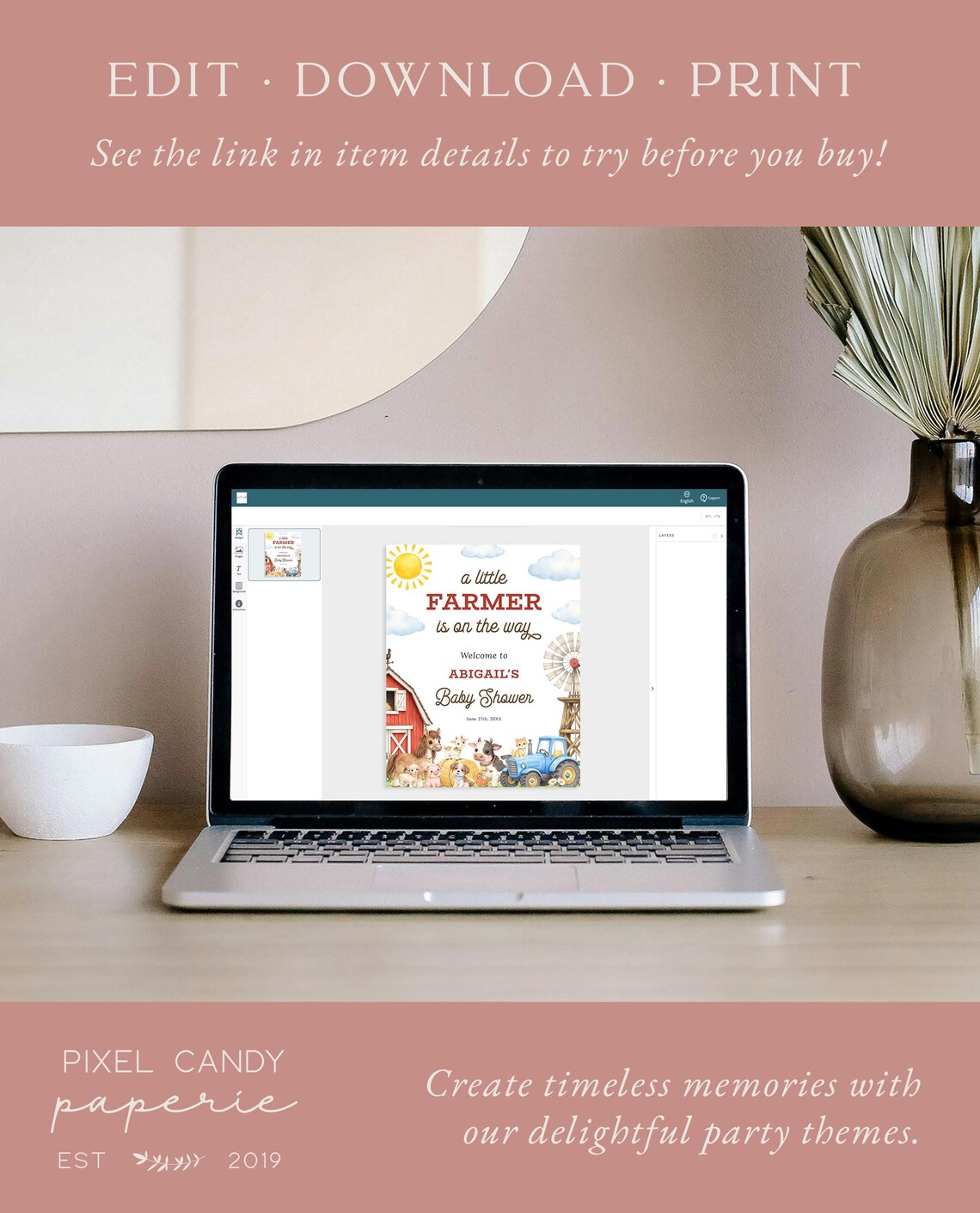 Barnyard Baby Shower Welcome Sign Template - A Little Farmer is on the ...