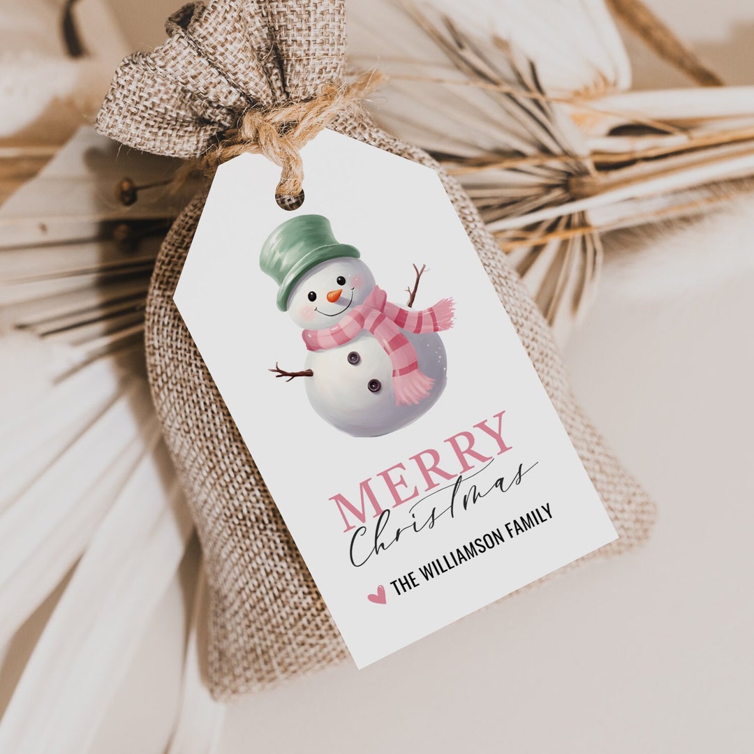 Editable Christmas Gift Tag Template Personalized Pink Pastel Cute ...
