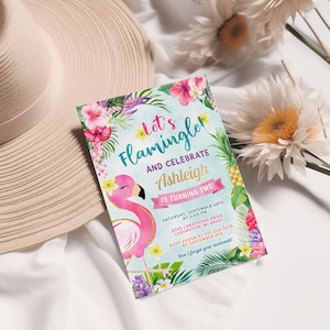 Digital and Printable Flamingo Birthday Party Invitation Flamingo Theme ...