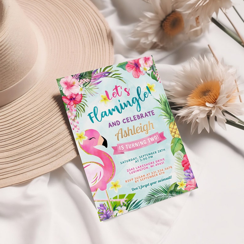 Digital and Printable Flamingo Birthday Party Invitation Flamingo Theme ...
