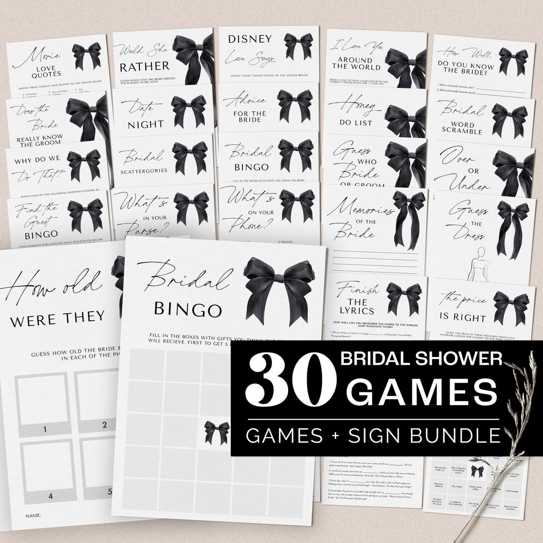 She's Tying the Knot Bridal Shower Games Bundle - Black Bow Bridal ...