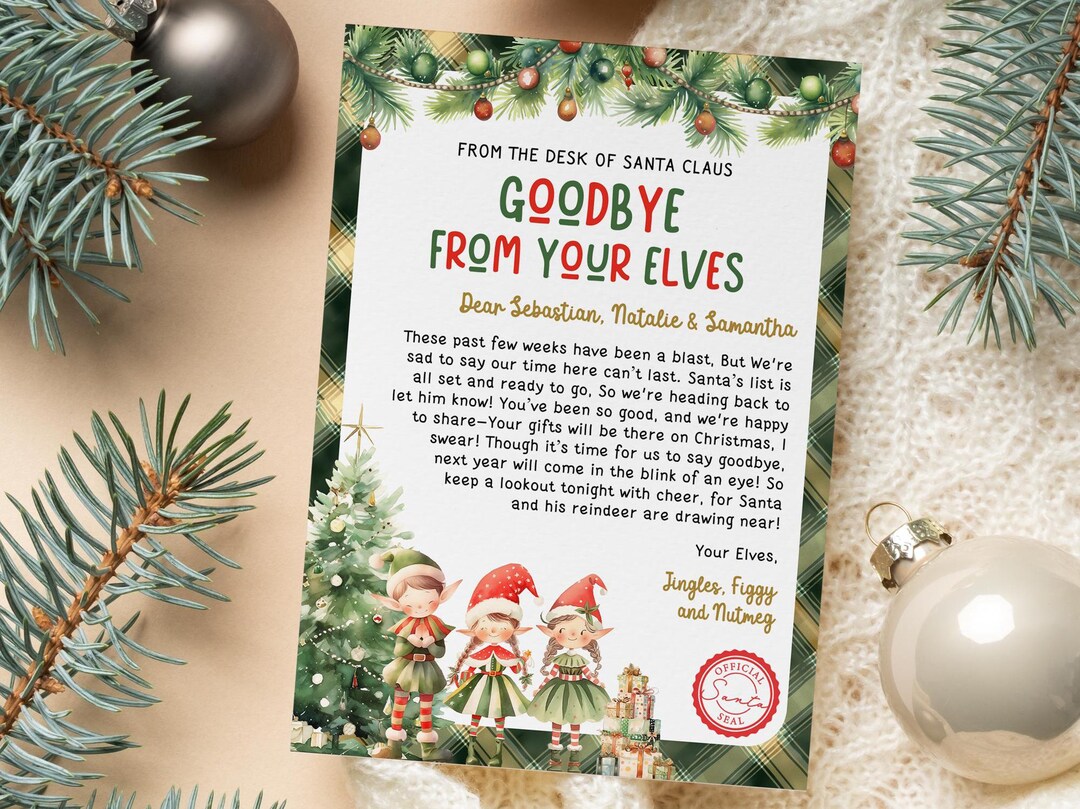 Christmas Elves Goodbye Letter Departure Letter - Boy and 2 Girls End ...