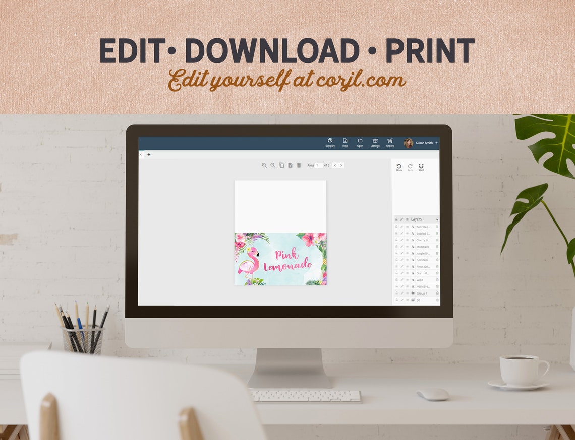 Printable Flamingo Party Food Label Template, Flamingo Theme Party ...