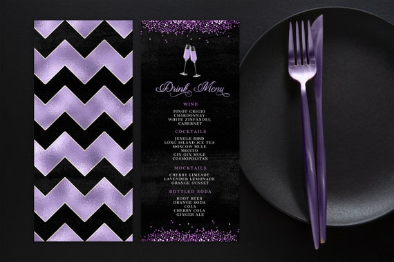 Menu Template and Drink Menu Template Sparkly Glitter Purple - Etsy