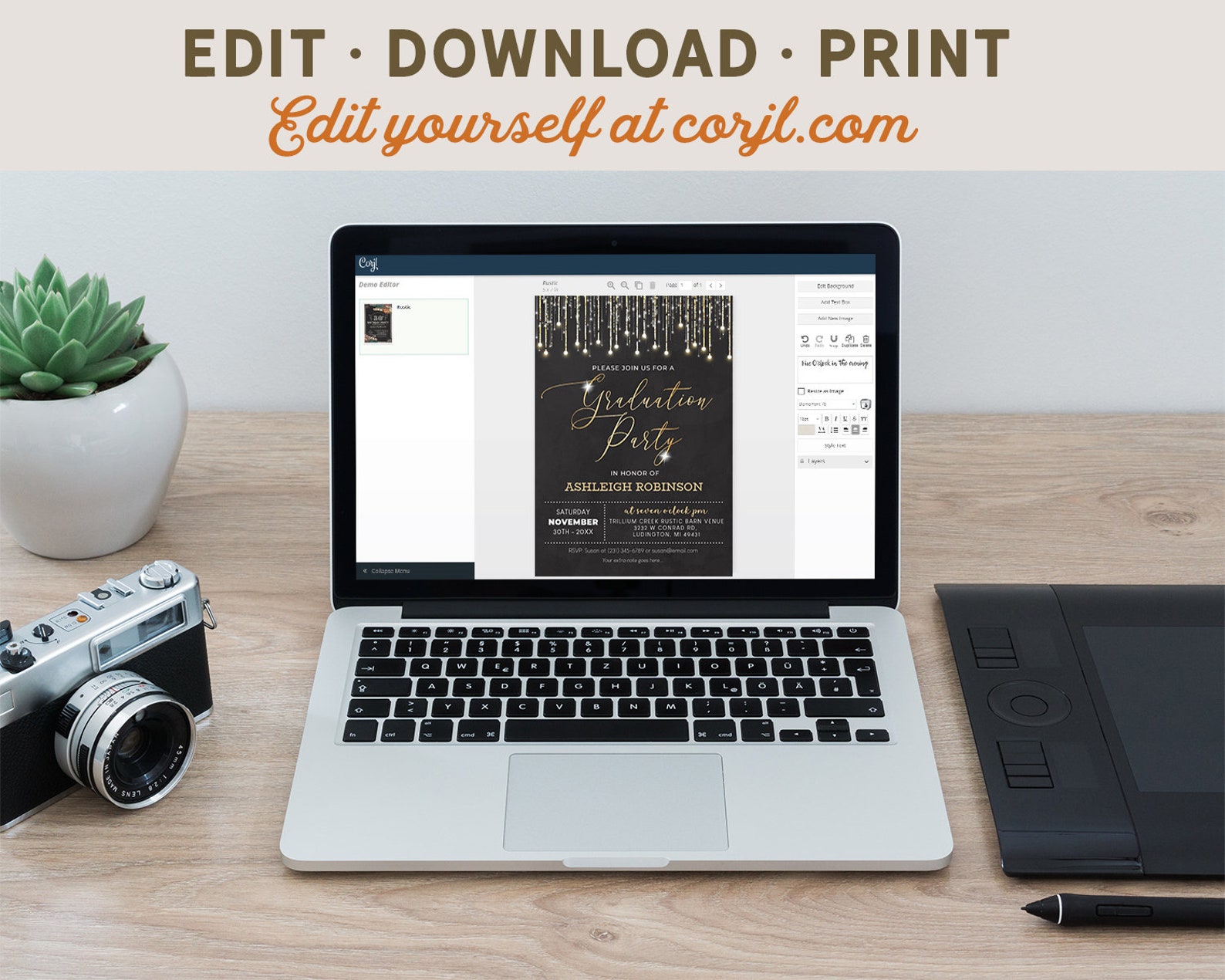 Graduation Party Invitation Elegant Invite Black and Gold - Etsy