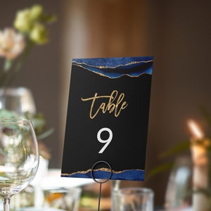 Blue and Gold Table Numbers Template, Reception Table Numbers, Birthday ...