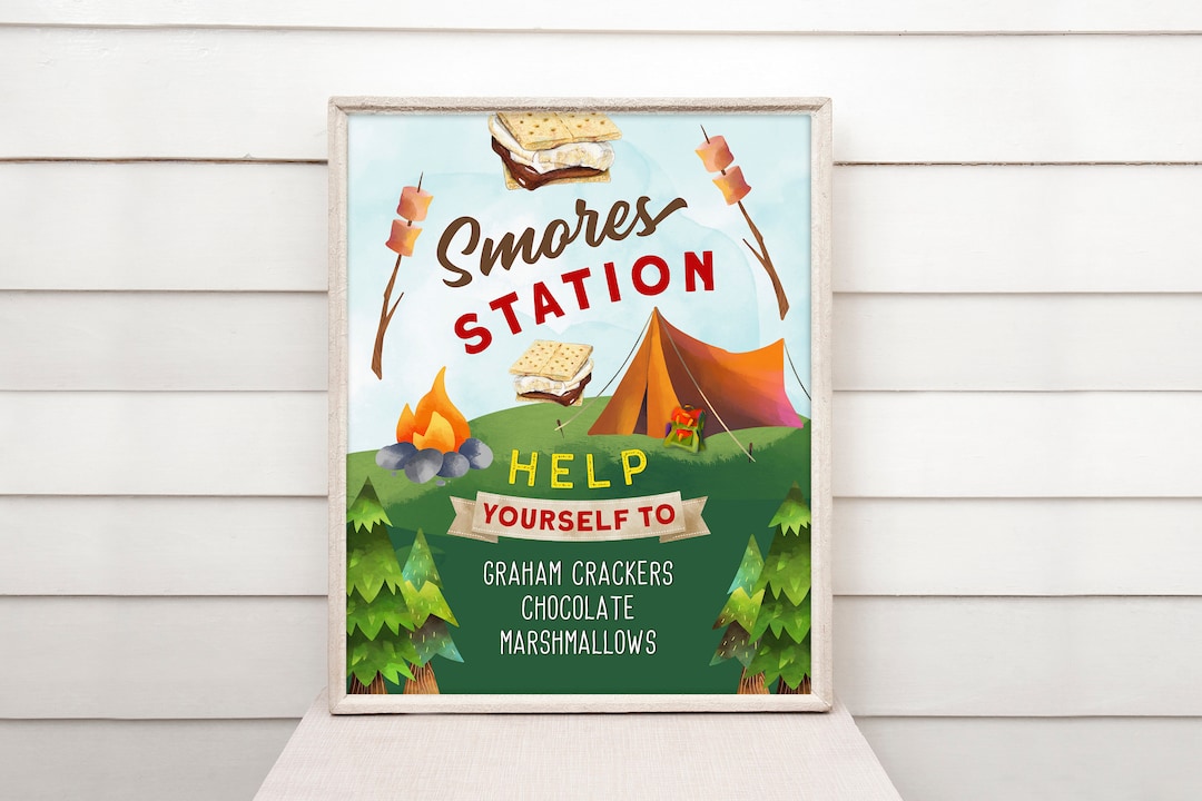 Editable Camping Birthday Party Smores Sign - Birthday Sign - Camping ...