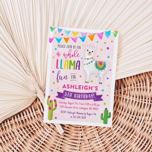Llama Invitation, Llama Birthday Invitation, Llama Theme Party & Evite ...